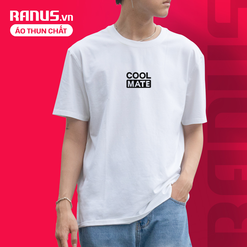 Áo thun Đồng phục Coolmate màu trắng logo chữ - áo thun cao cấp ranus