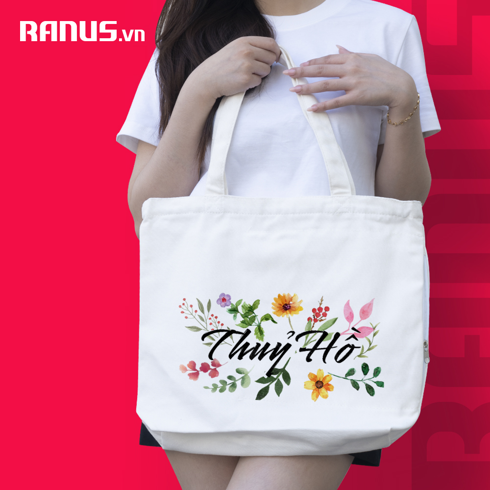 Túi vải Hoa Custom - túi vải cao cấp ranus